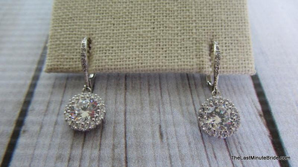 Round Dangle CZ Earrings - 881981 - The Last Minute Bride