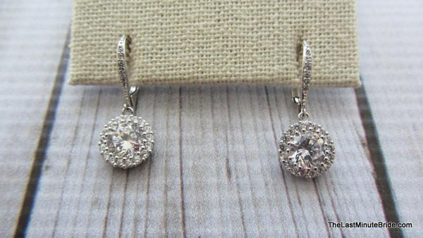 Round Dangle CZ Earrings - 881981 - The Last Minute Bride
